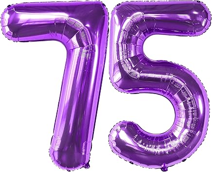 Amazon.com: KatchOn, Giant Purple 75 Balloon Number - 40 Inch | 75 Year ...