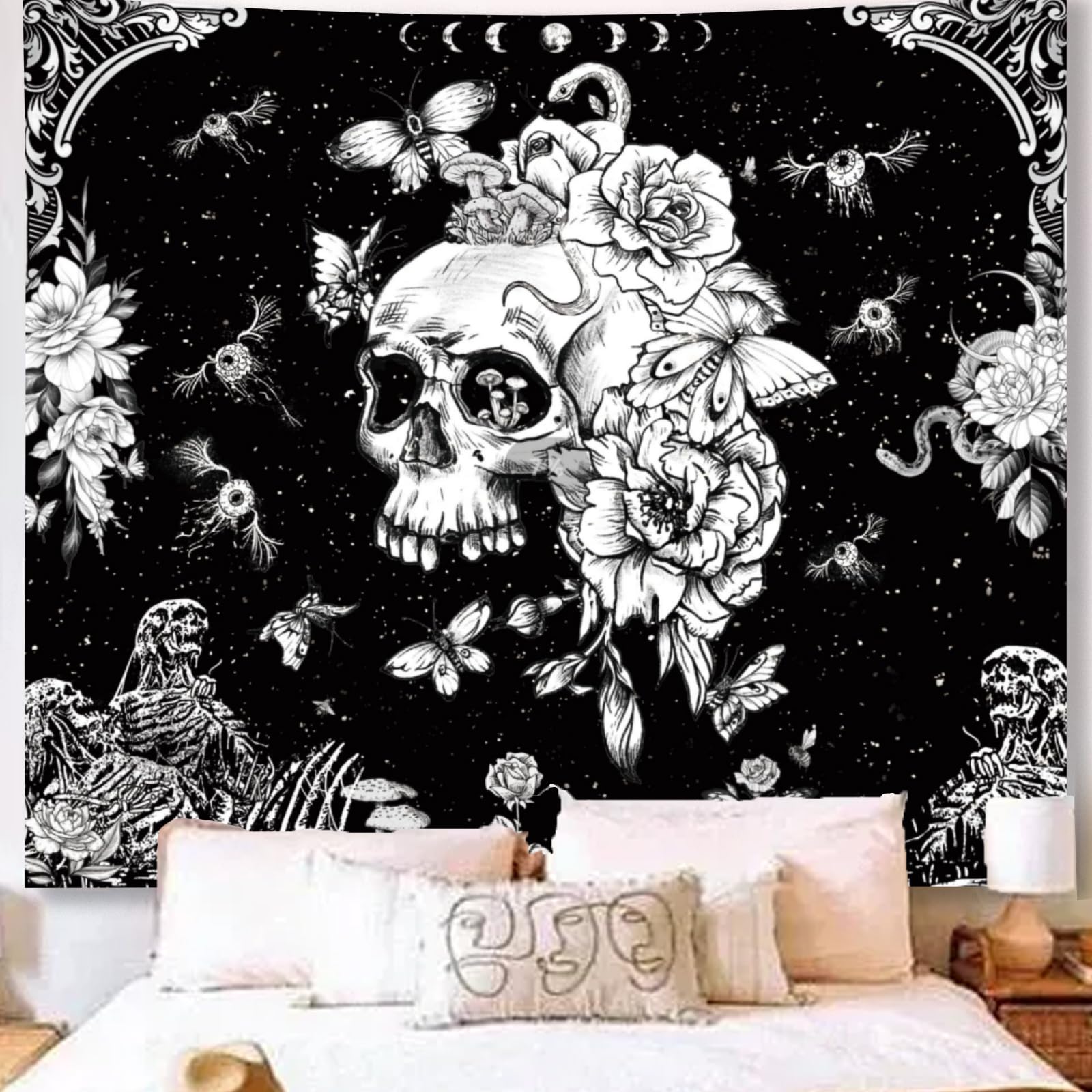 Amazon.com: Avinyl Black and White Gothic Tapestry for Bedroom ...