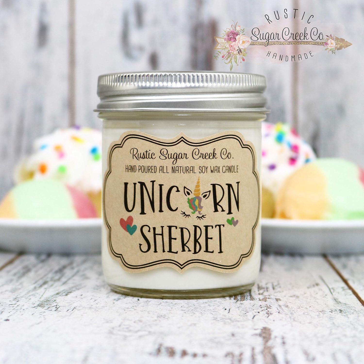 Amazon.com: Unicorn Sherbet Scented Candle, Unicorn Gift, Birthday Gift ...