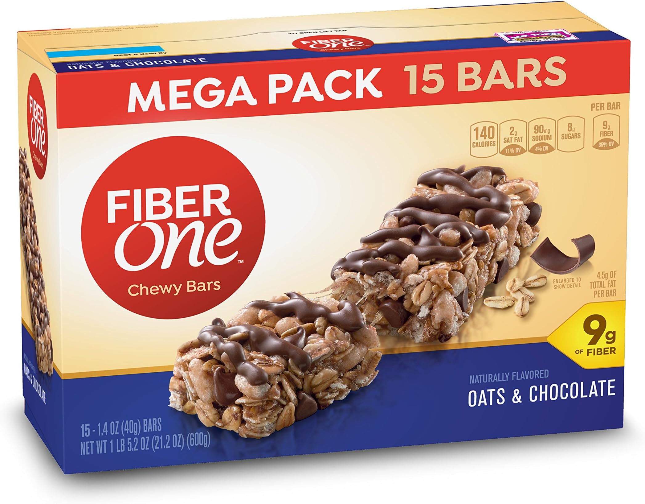Amazon.com: Fiber One Chewy Bar, Oats and Chocolate, Fiber Bars Mega ...