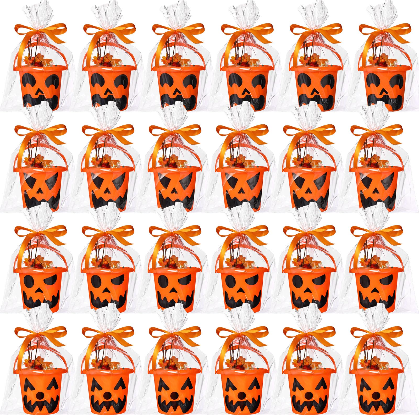 Amazon.com | Tioncy 24 Pcs DIY Halloween Pumpkin Buckets Set 6 x 5 Inch ...