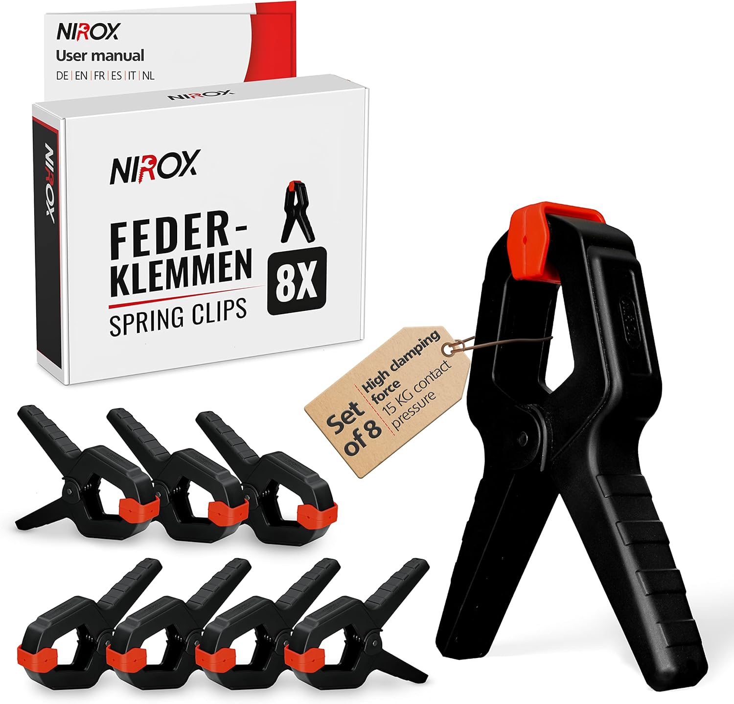 Nirox Set of 8 Spring Clips - Clamps with Large Span Width - High ...