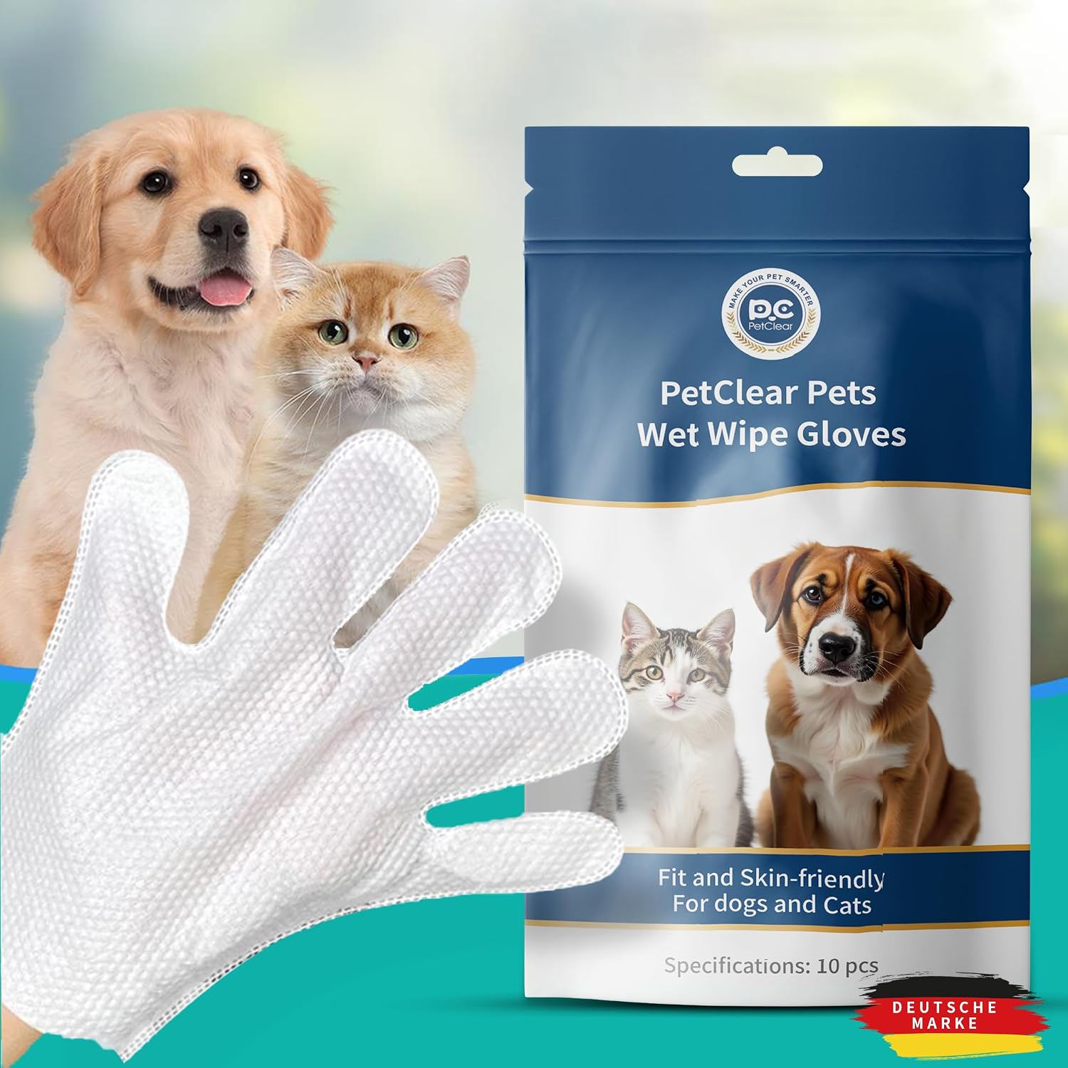 PCpetclear Pet Glove Wipe for Dog, Wash Free, Thickened, Gentle ...