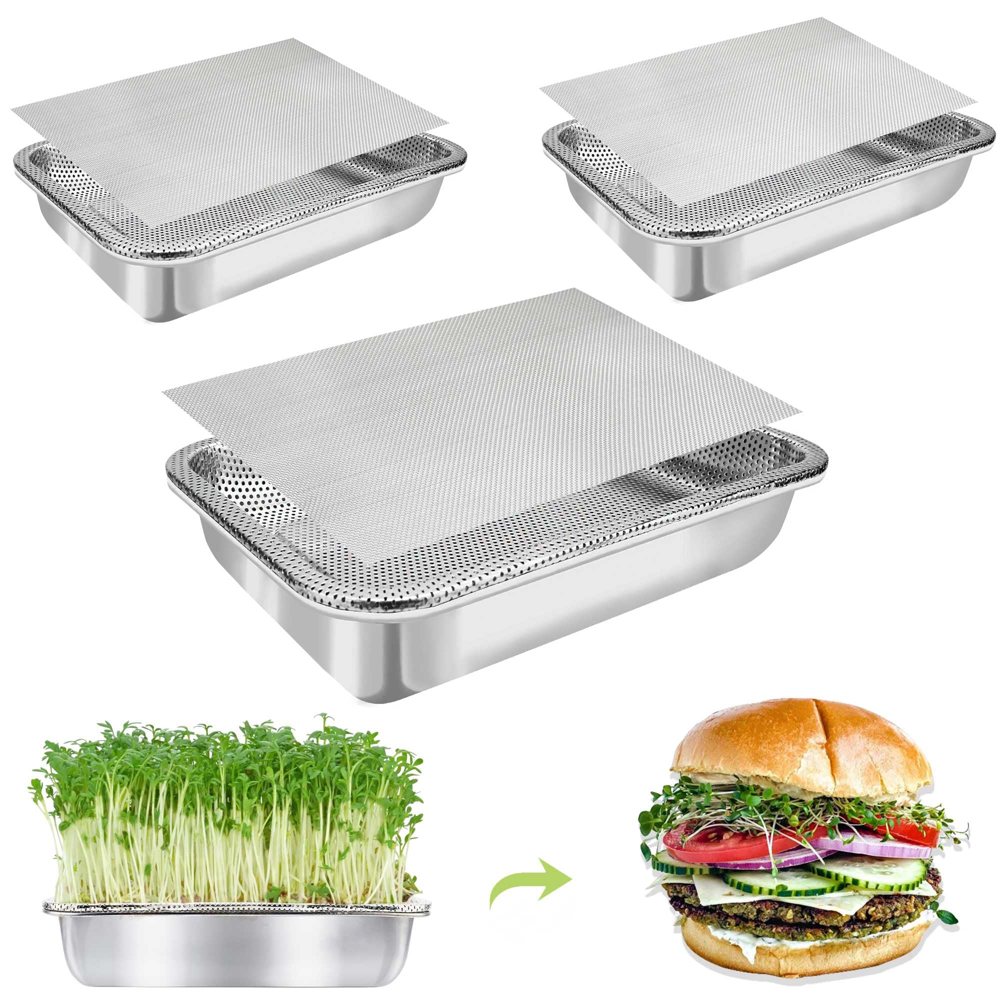Amazon.com : TCYPUHL Stainless Steel Sprouts Growing Kit Trays 3-Tier ...