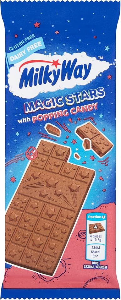 Milky Way Dairy Free Magic Stars with Popping Candy, Pack of 12 x 85g ...