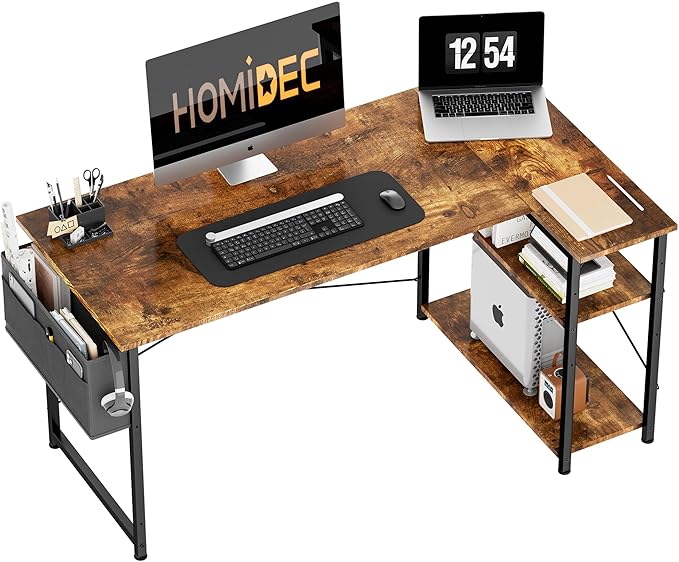 HOMIDEC L Shaped Desk 120CM Computer Desk Study Office Table Gaming ...