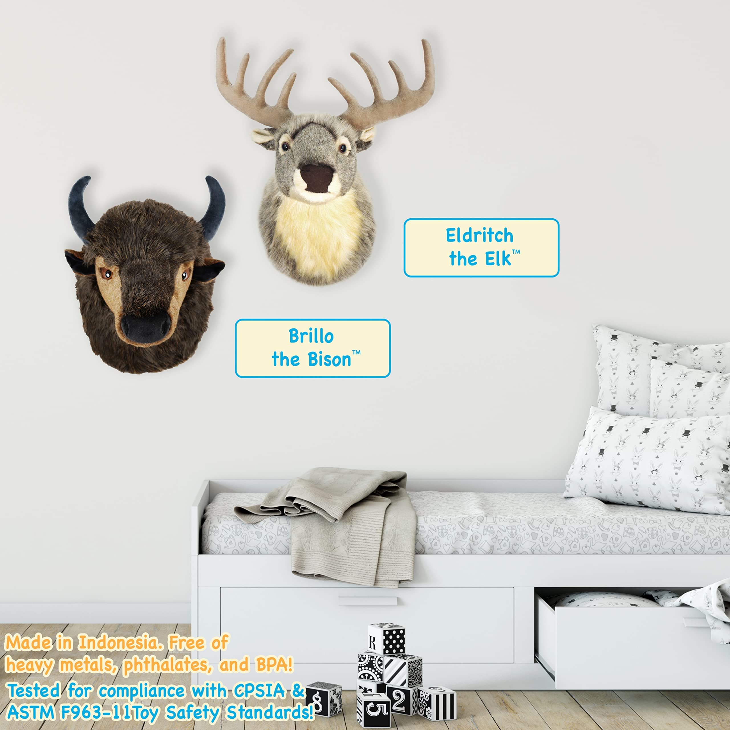 Brillo The Bison - 15 Inch Large Stuffed Animal Plush Buffalo Head ...