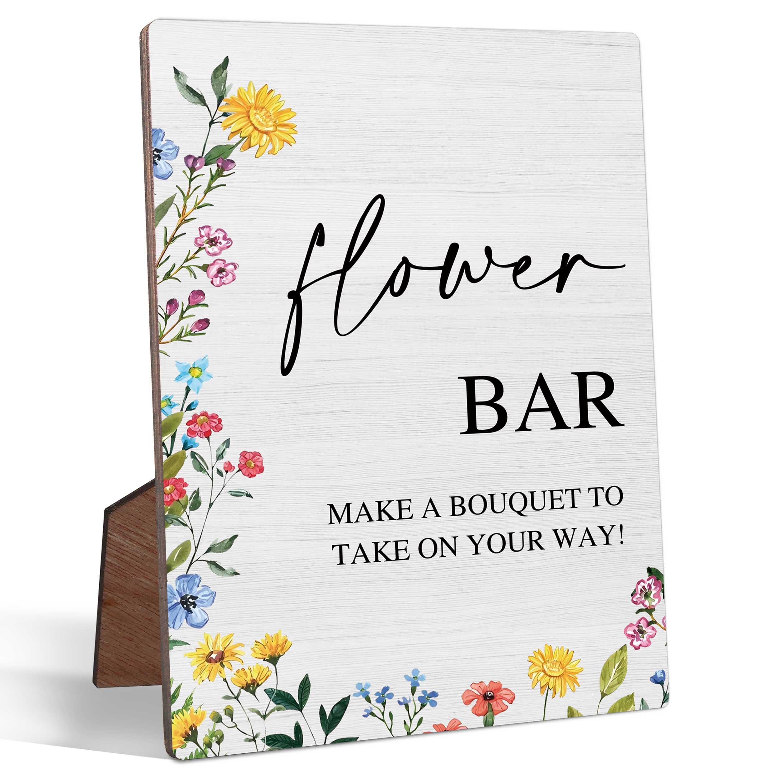 Amazon.com: Flower Bar Sign, Flower Bar Desk Decor, Floral Themed ...