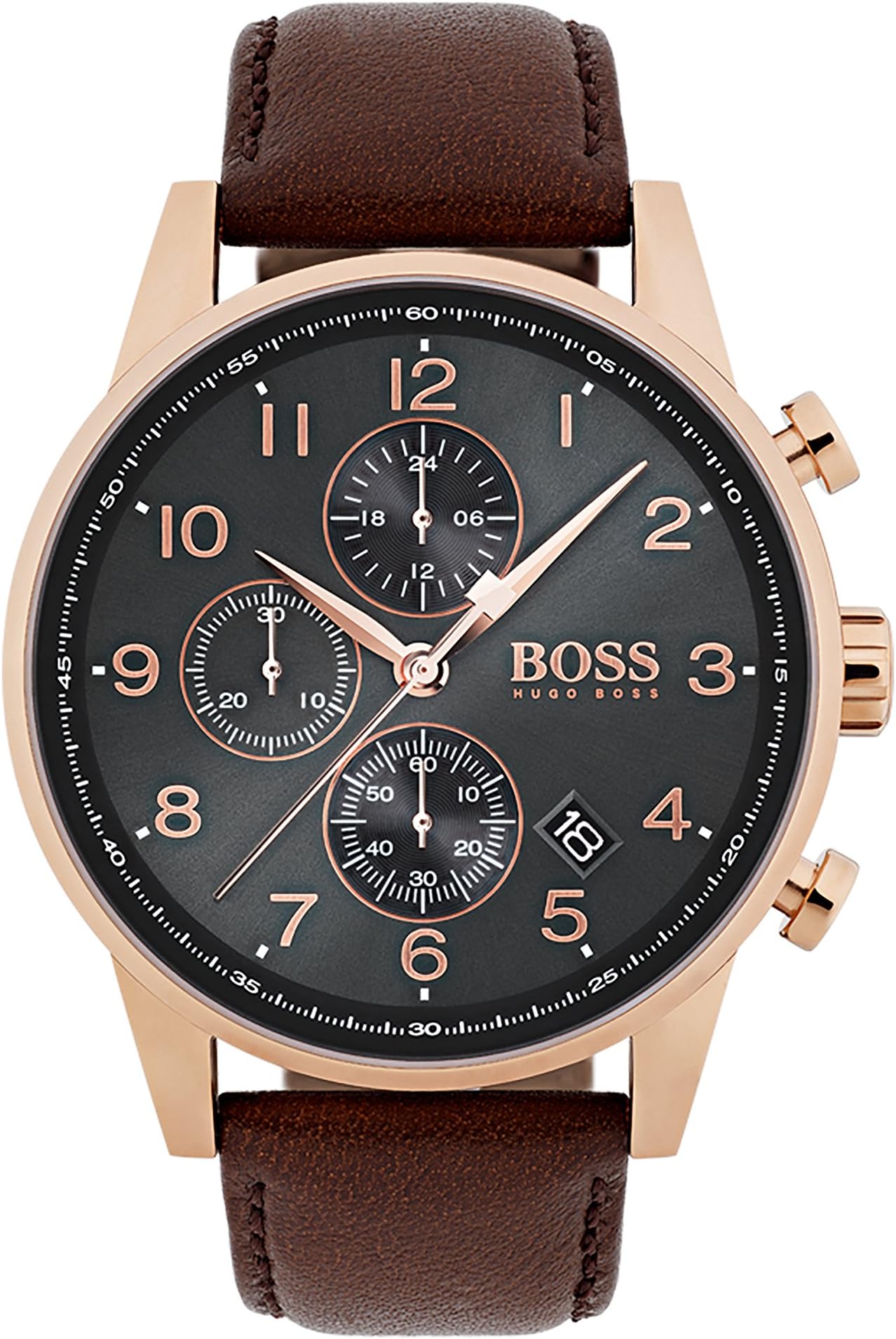 BOSS Herren Chronograph Quarz Uhr mit Leder Armband 1513280 : Amazon.de ...