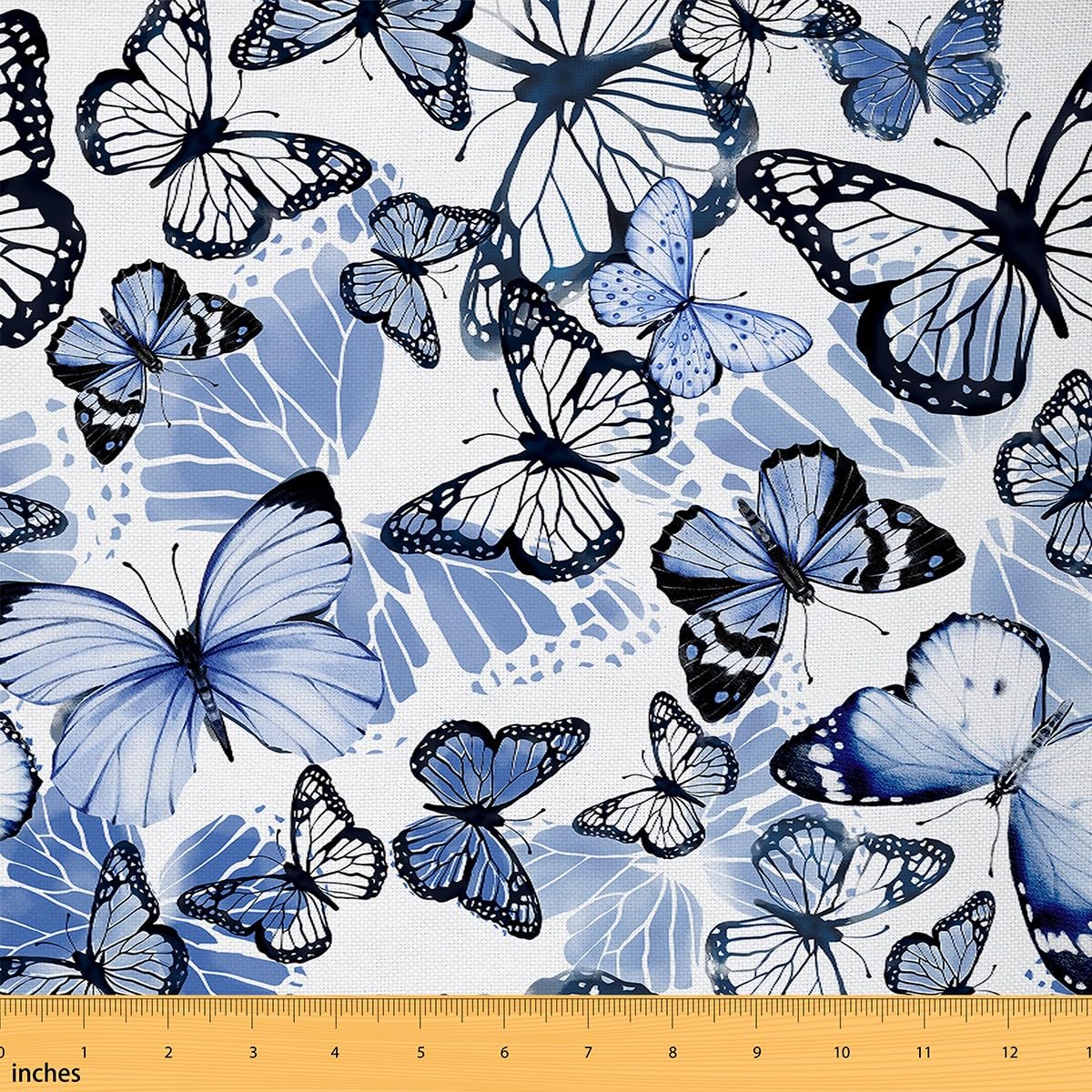 Amazon.com: Blue Butterfly Upholstery Fabric 2 Yards Butterflies Print ...