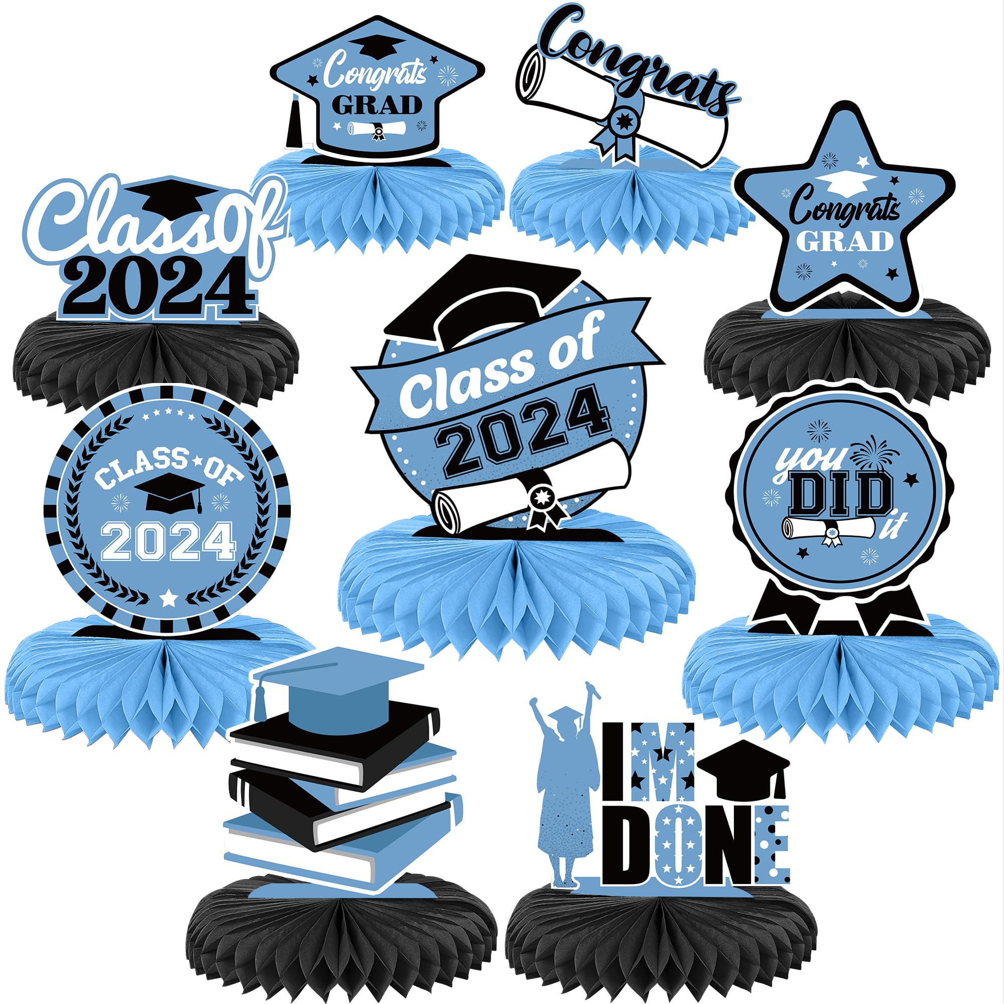 Buy Light Blue Graduation Centerpieces for Tables 2024 9pcs, Graduation ...