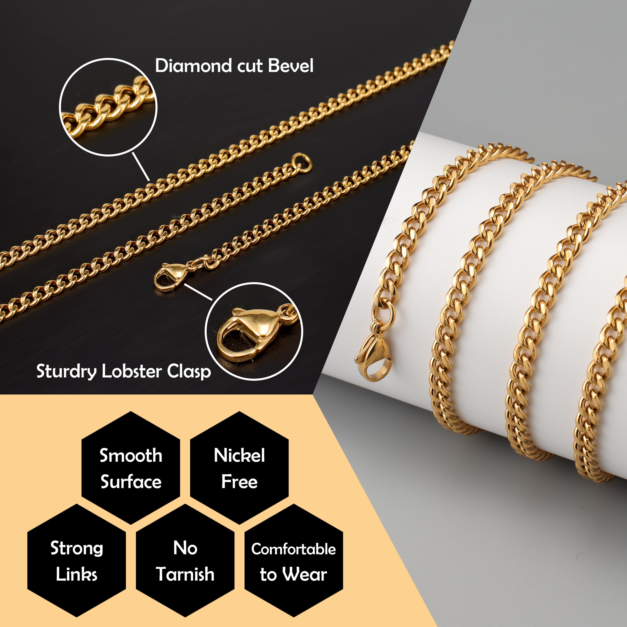 Snapklik.com : 3.5mm Gold Chain For Men Thin Gold Necklace Mens 14K ...
