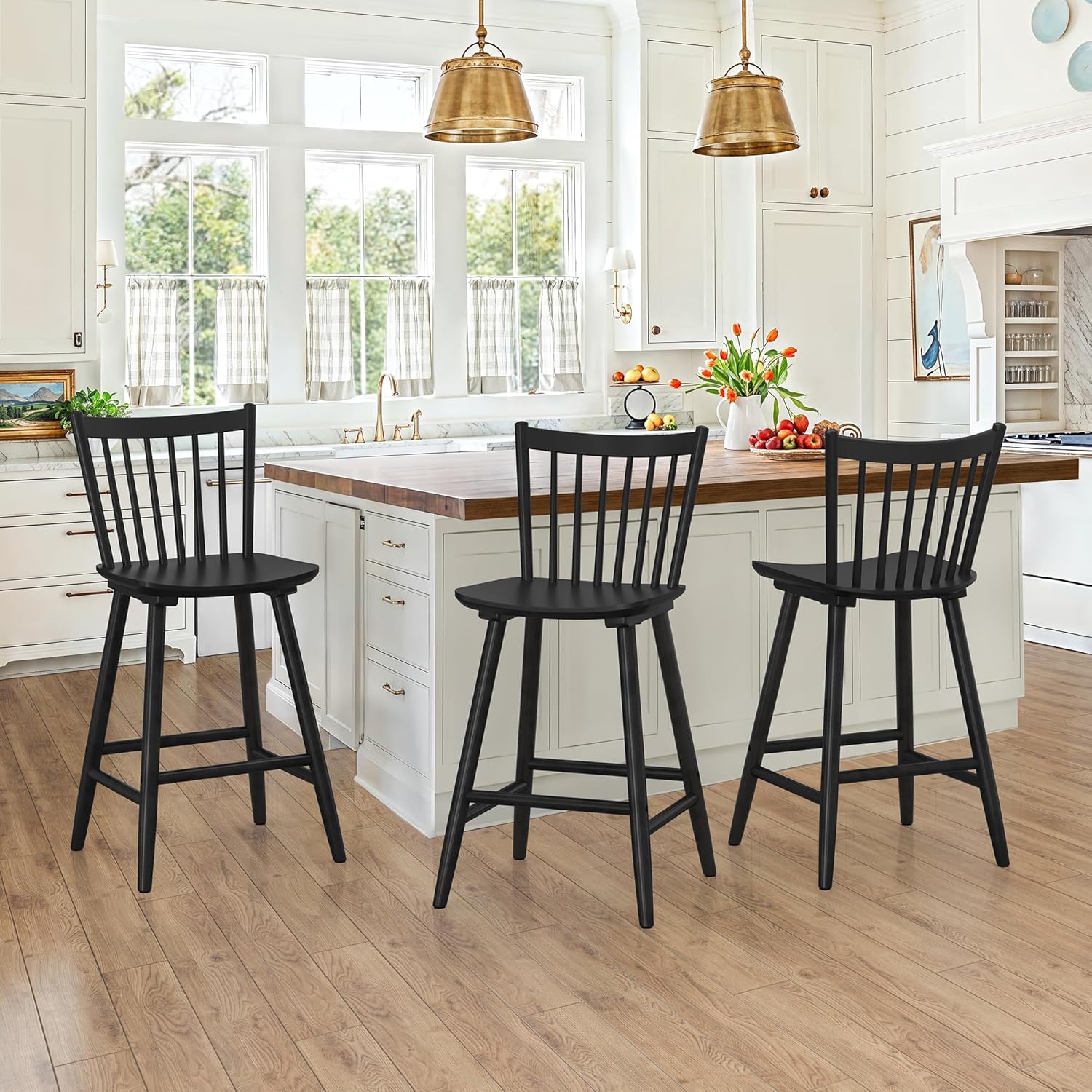 Amazon.com: LUE BONA 26 Inch Upgrade Windsor Bar Stools Set of 3 ...