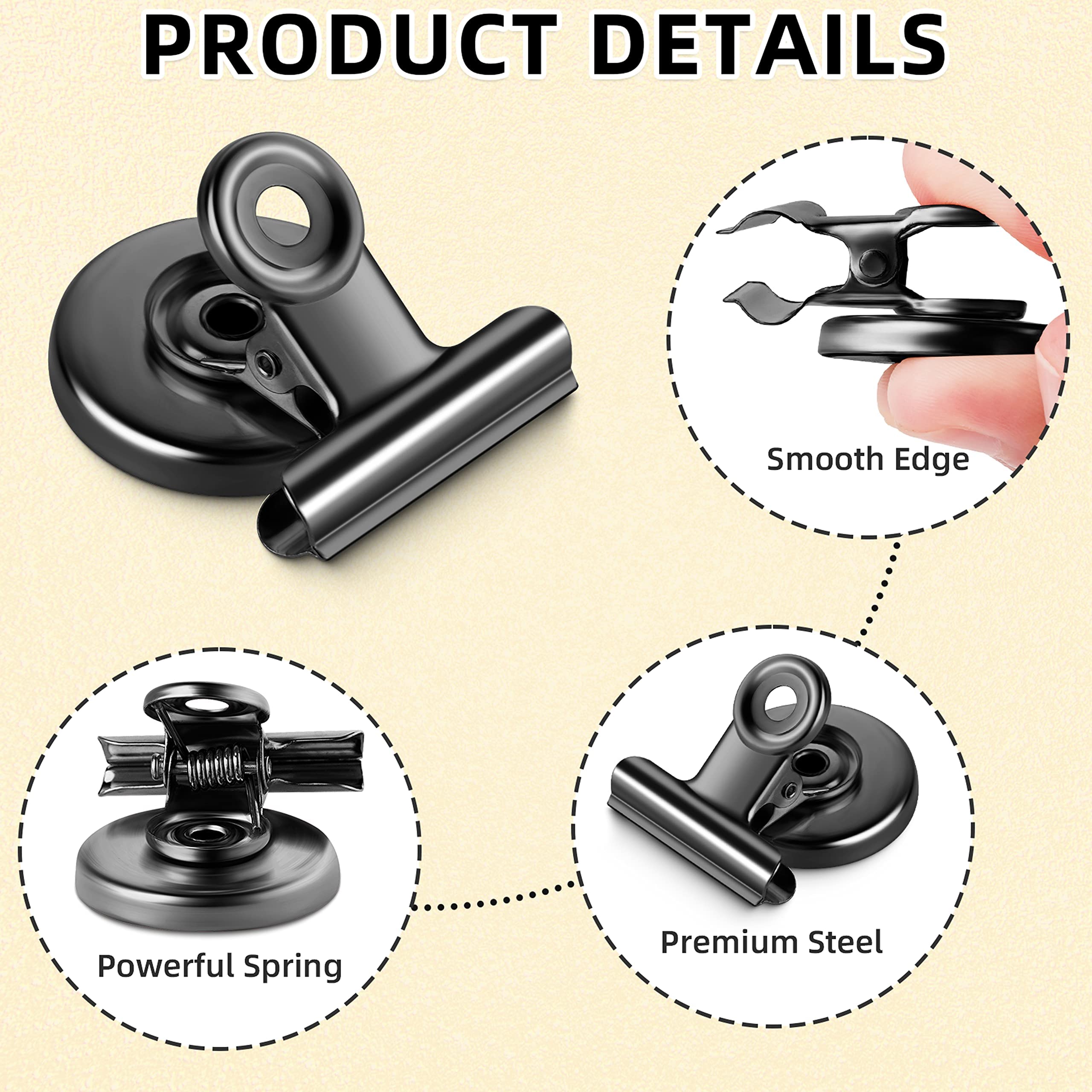 Snapklik.com : Grtard 24 Pack Magnetic Clips Heavy Duty, Black Magnet ...