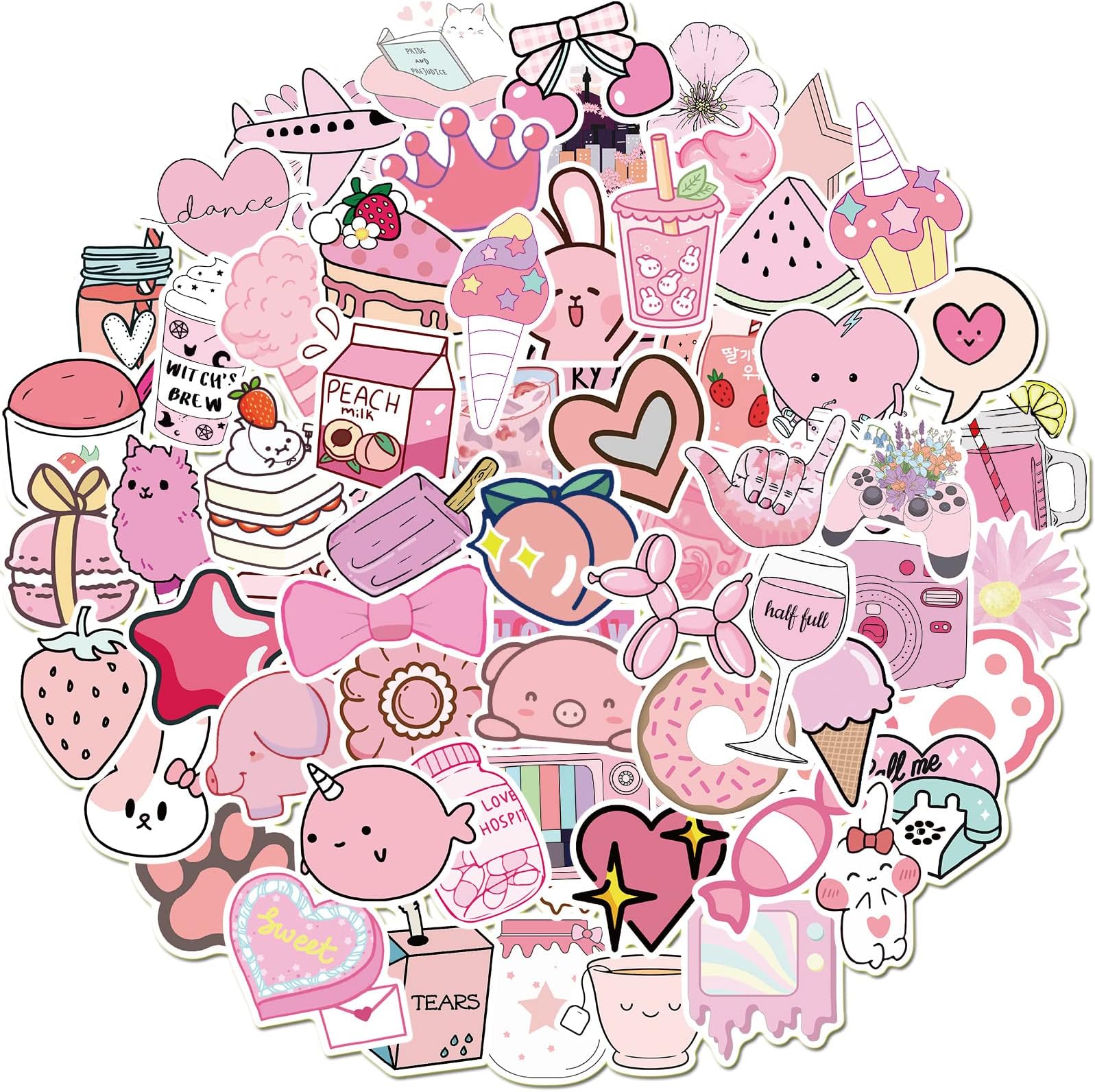 PNGIF Kawaii Aesthetic Sticker 60 Stück Wasserfeste Anime Aufkleber für ...