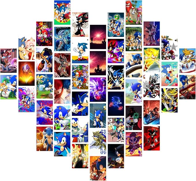 Amazon.com: 50Pcs Classic Sonic Posters Wall Collage Kit - Cute HD ...