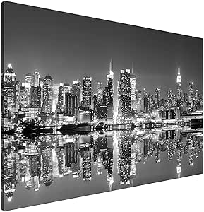 Estika Leinwand bilder - Manhattan New York Schwarz Weiß - 120x80 cm, 1 teilige kunstdruck ...