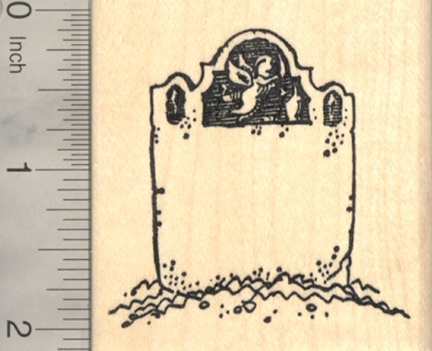 Amazon.com: Halloween Tombstone Rubber Stamp, with Angel and Blank ...