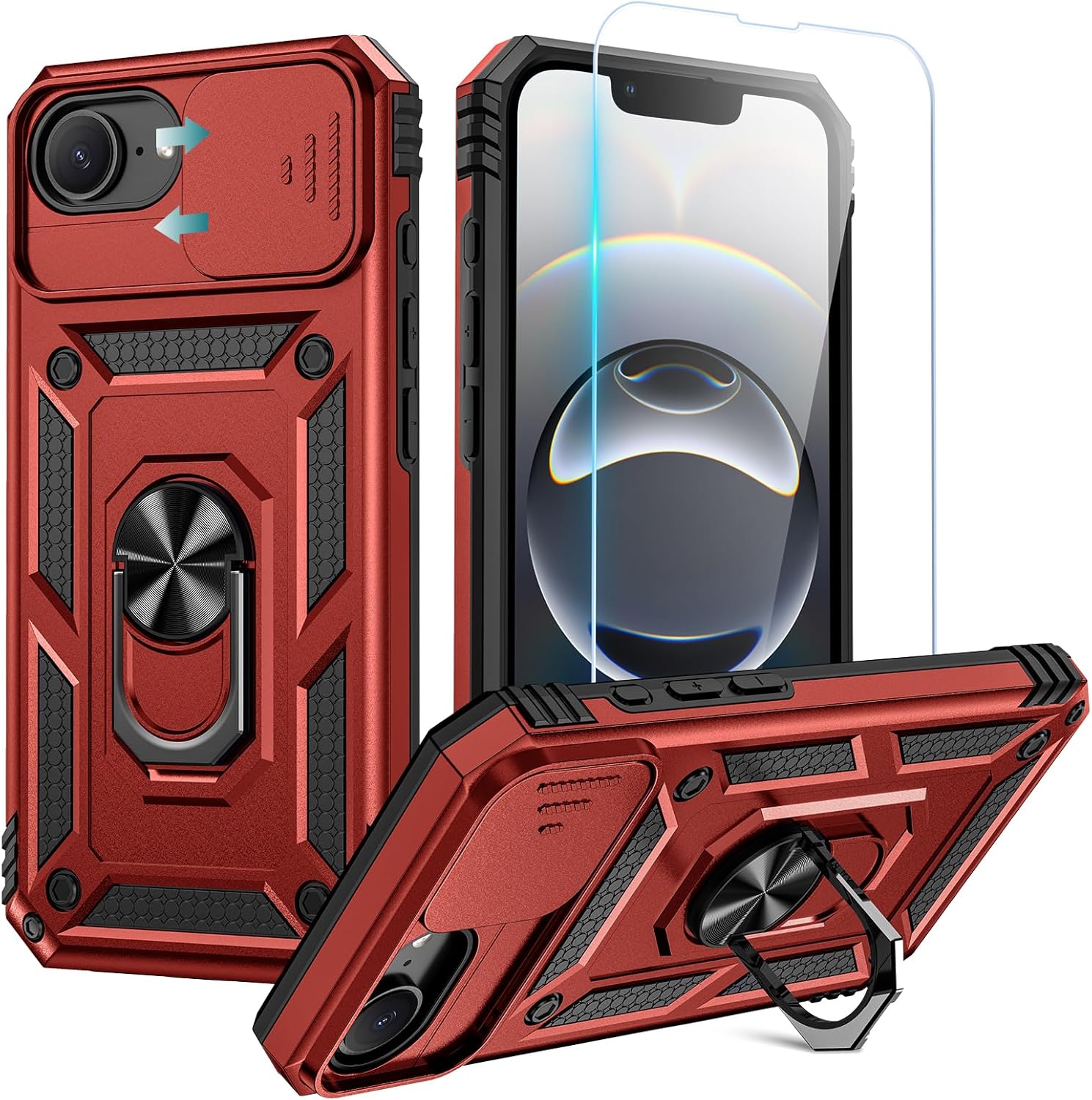 Amazon.com: Goton Compatible for iPhone 16e Case with Screen Protector - Slide Camera Cover ...