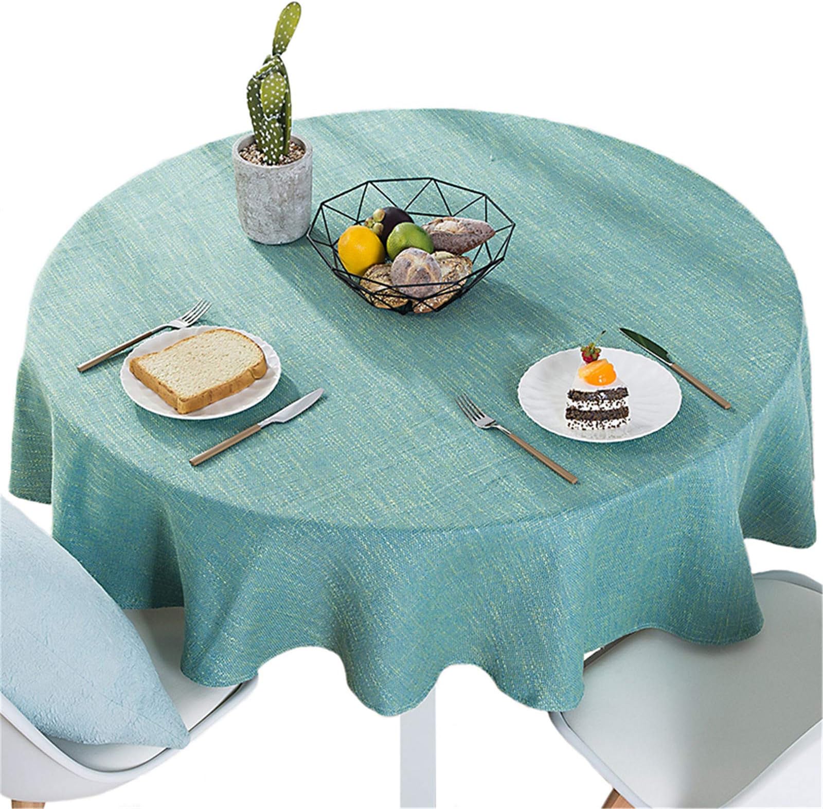 Amazon.com: Bettery Home Cotton Linen Solid Color Tablecloth Round ...