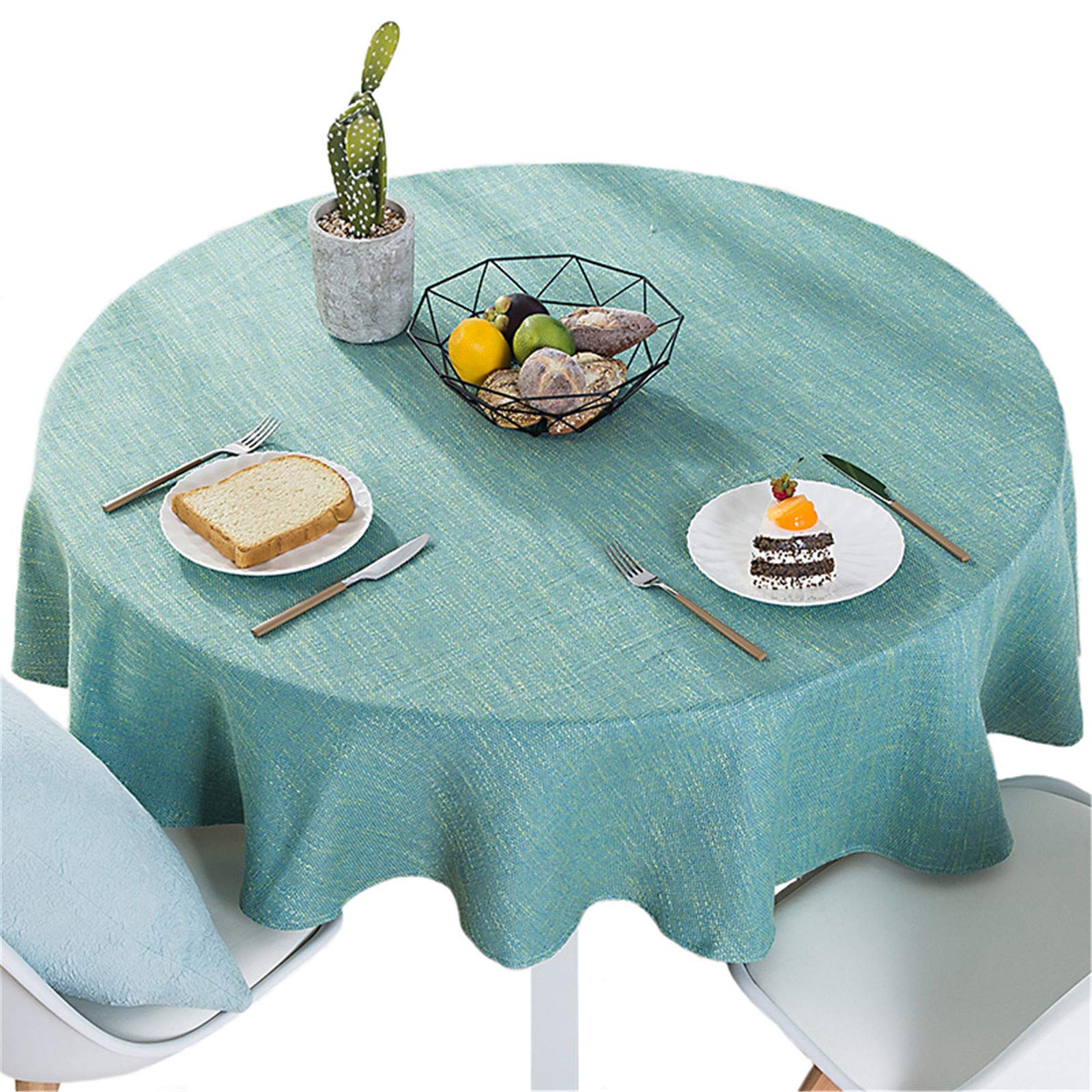 Amazon.com: Dimatic Cotton Linen Solid Color Tablecloth Round Simple ...