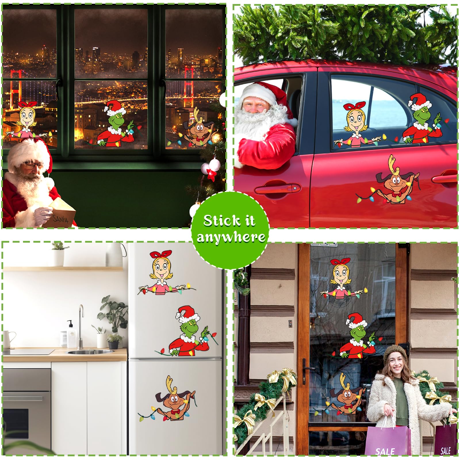 Christmas Car Decorations Window Stickers - 3pcs Funny Gnome Christmas ...