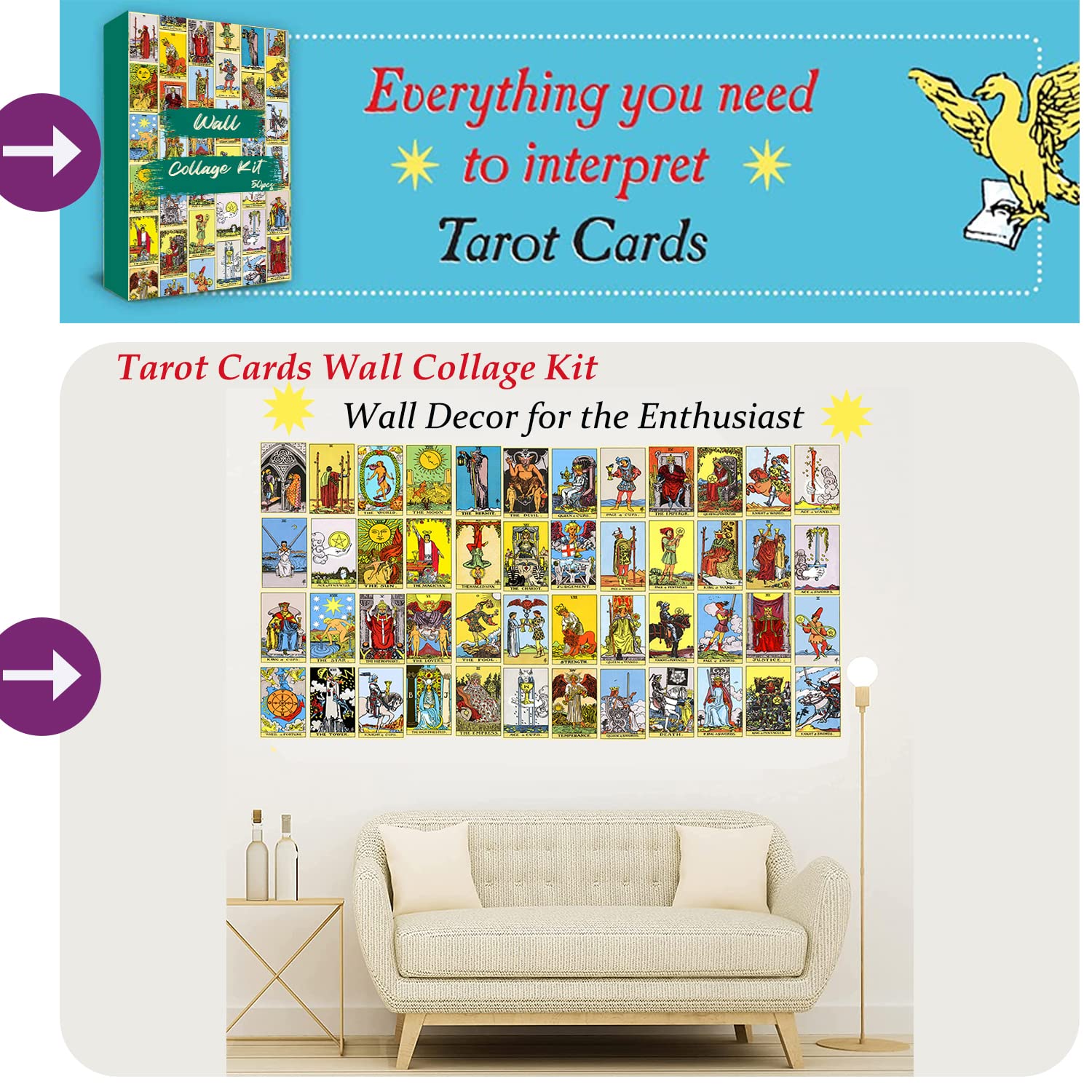 Snapklik.com : TYZZHOA Tarot Cards Wall Collage Kit Aesthetic, Room ...