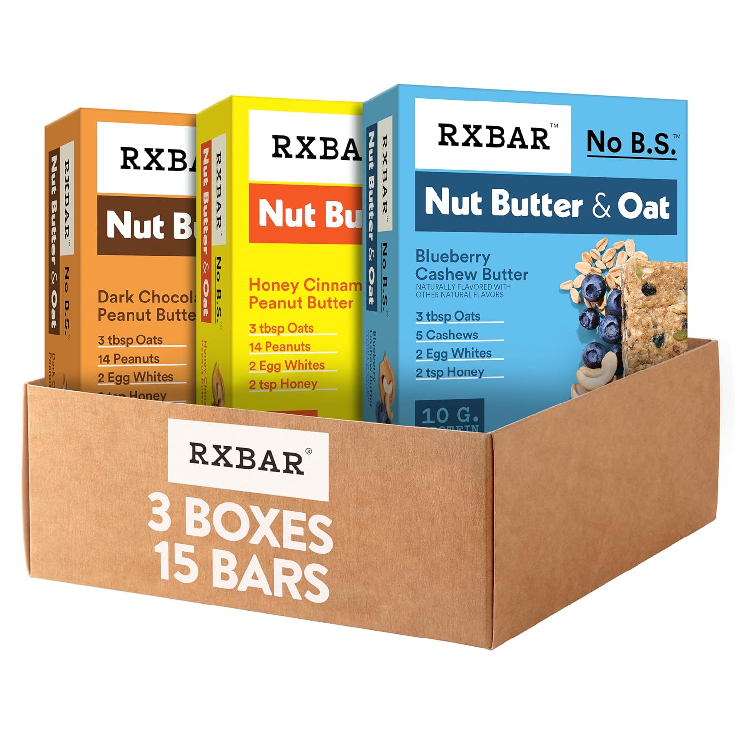 Amazon.com: RXBAR Nut Butter and Oat Protein Bars, Snack Bars, Variety ...