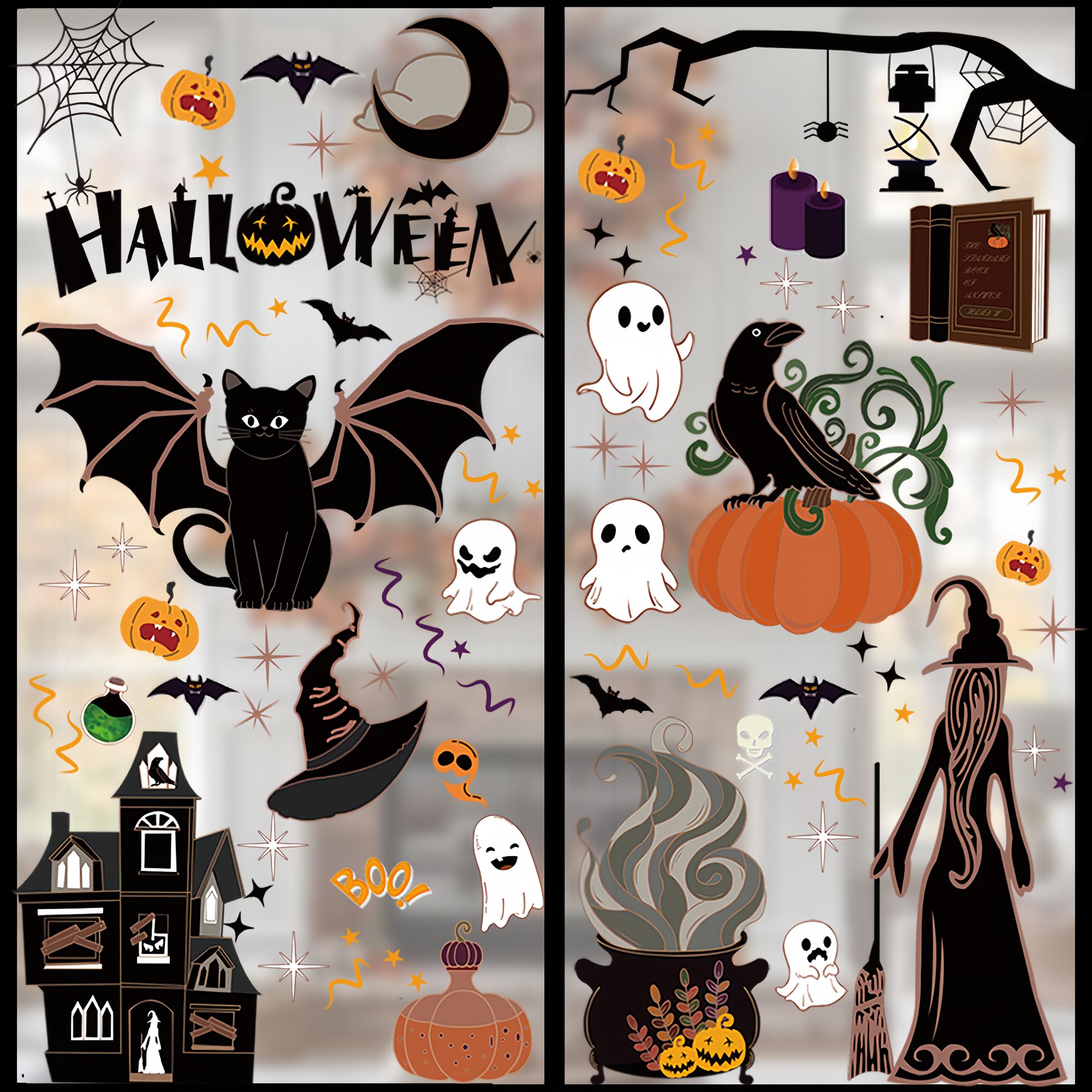 Amazon.com: Halloween Window Clings Decorations Indoor, 85 PCS Window ...