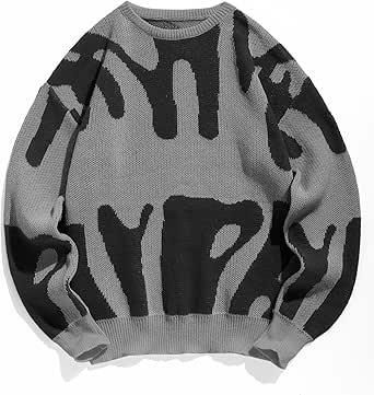 ZAFUL Mens Graphic Casual Y2K Aesthetic Sweater Loose Knit Jumper ...