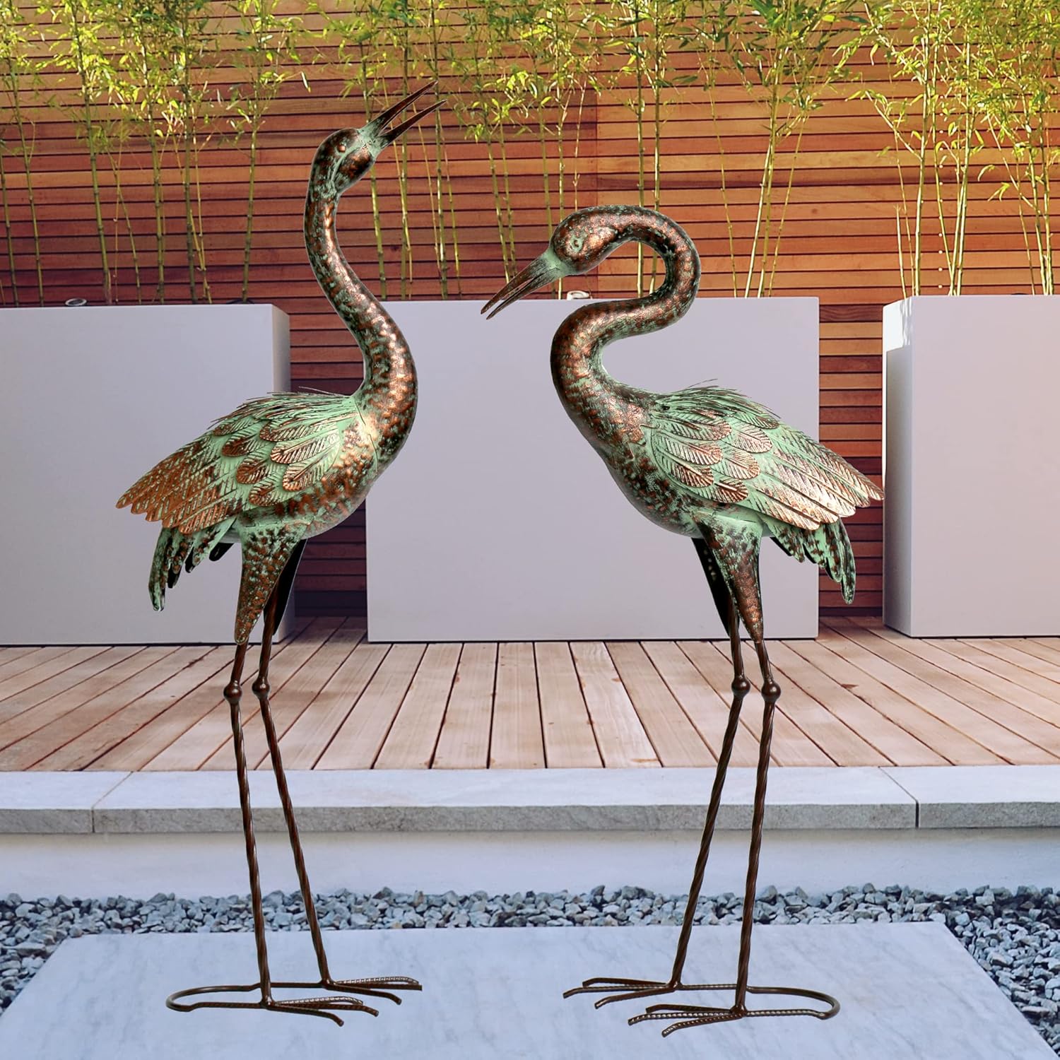 Amazon.com: Garden Crane Statues, Blue Heron Sculptures for Outdoor ...