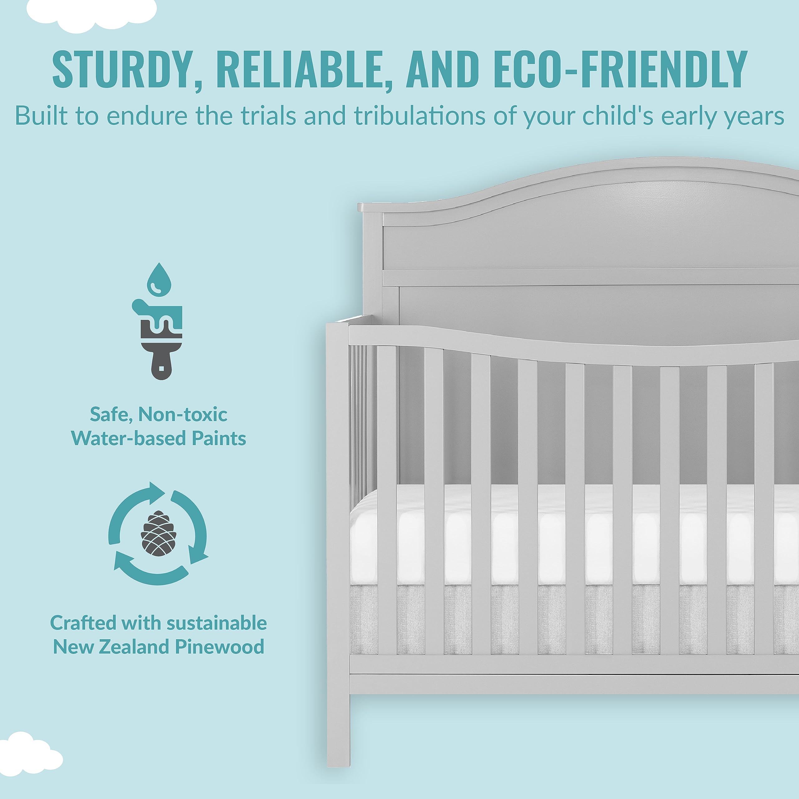 JPMA Greenguard Gold Certified Crib Dream On Me Milton 5-in-1 ...