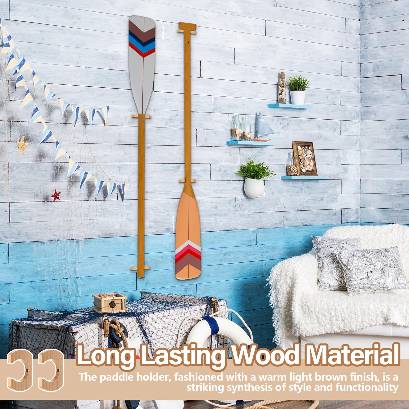 Snapklik.com : 8 Pcs Wooden Paddle Holder Paddle Hangers Paddle Racks ...