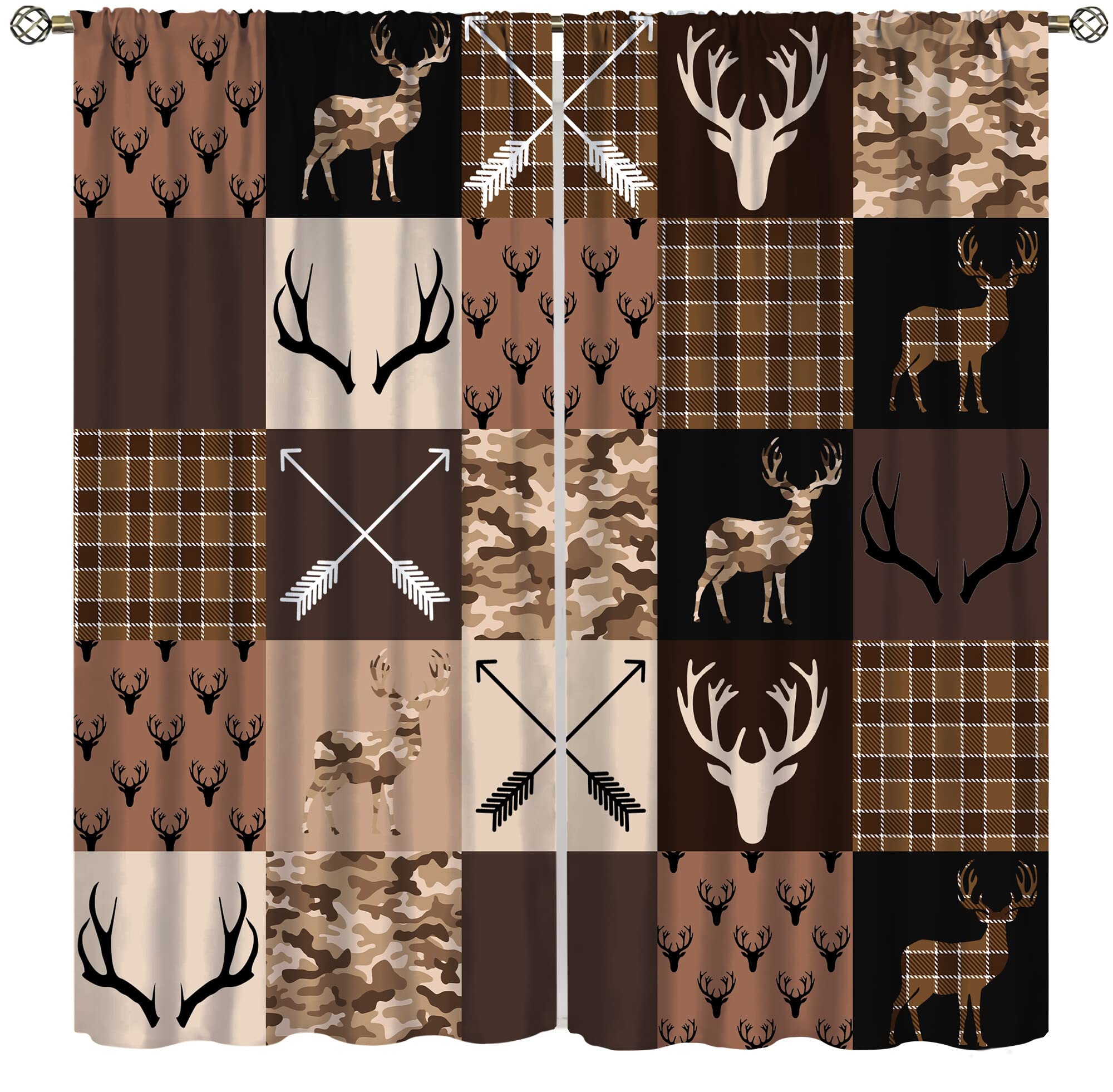 Amazon.com: SENRUEGT Vintage Bear Deer Window Curtains, Western Farm ...