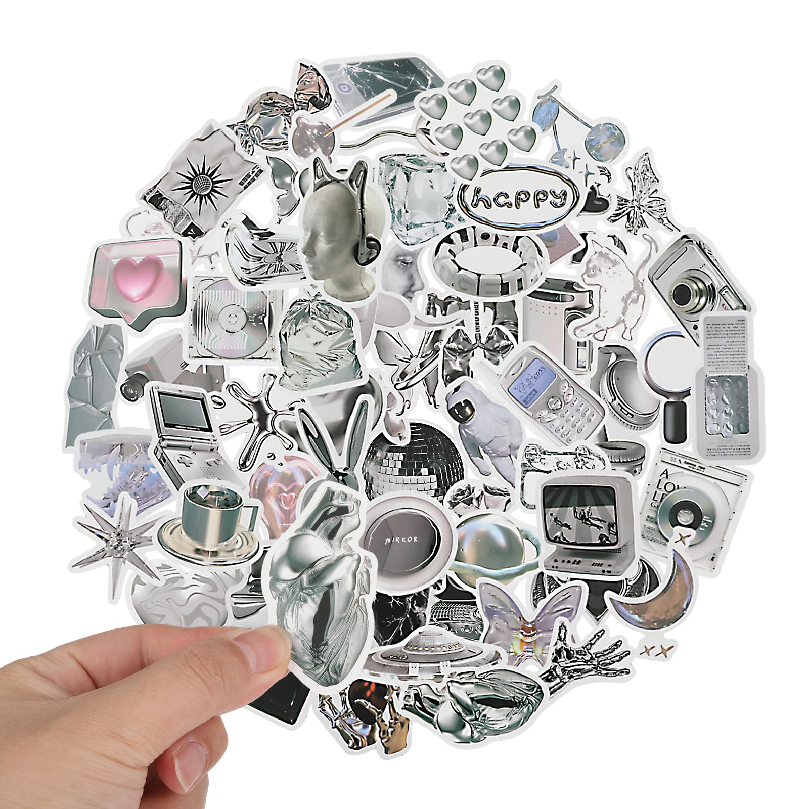 Andibro Aesthetic Vintage Black White Stickers, 66 Pcs Realism Retro ...