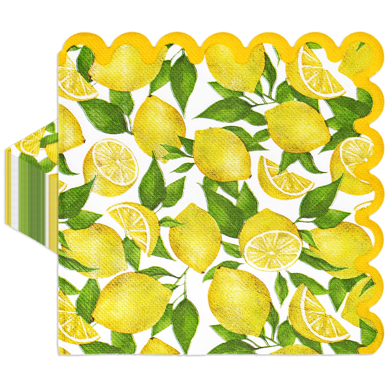Amazon.com: Whaline 80Pcs Lemon Paper Napkins Watercolor Yellow Lemon ...
