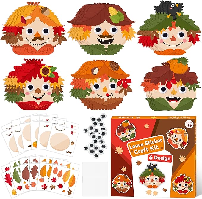 Amazon.com: WATINC Fall Leave Scarecrow Sticker Art Craft - Autumn ...