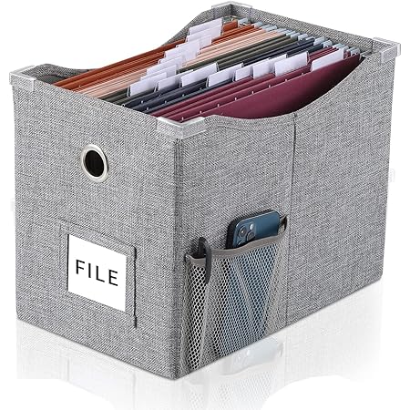 Amazon.com: Oterri Hanging Filing File Box with Mesh Pocket, File ...