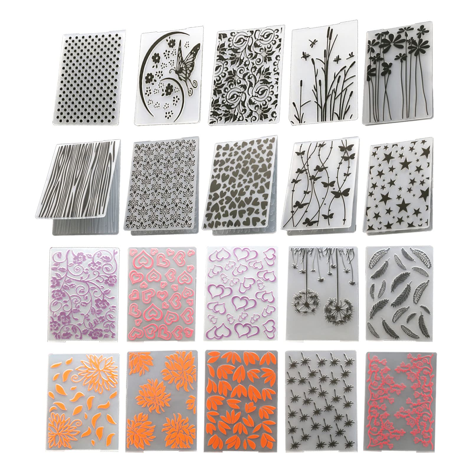 Snapklik.com : 20 Pcs Plastic Embossing Folders DIY Craft Template ...
