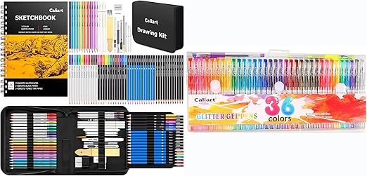 Amazon.com : Caliart Sketching Kit & Glitter Gel Pens : Arts, Crafts ...