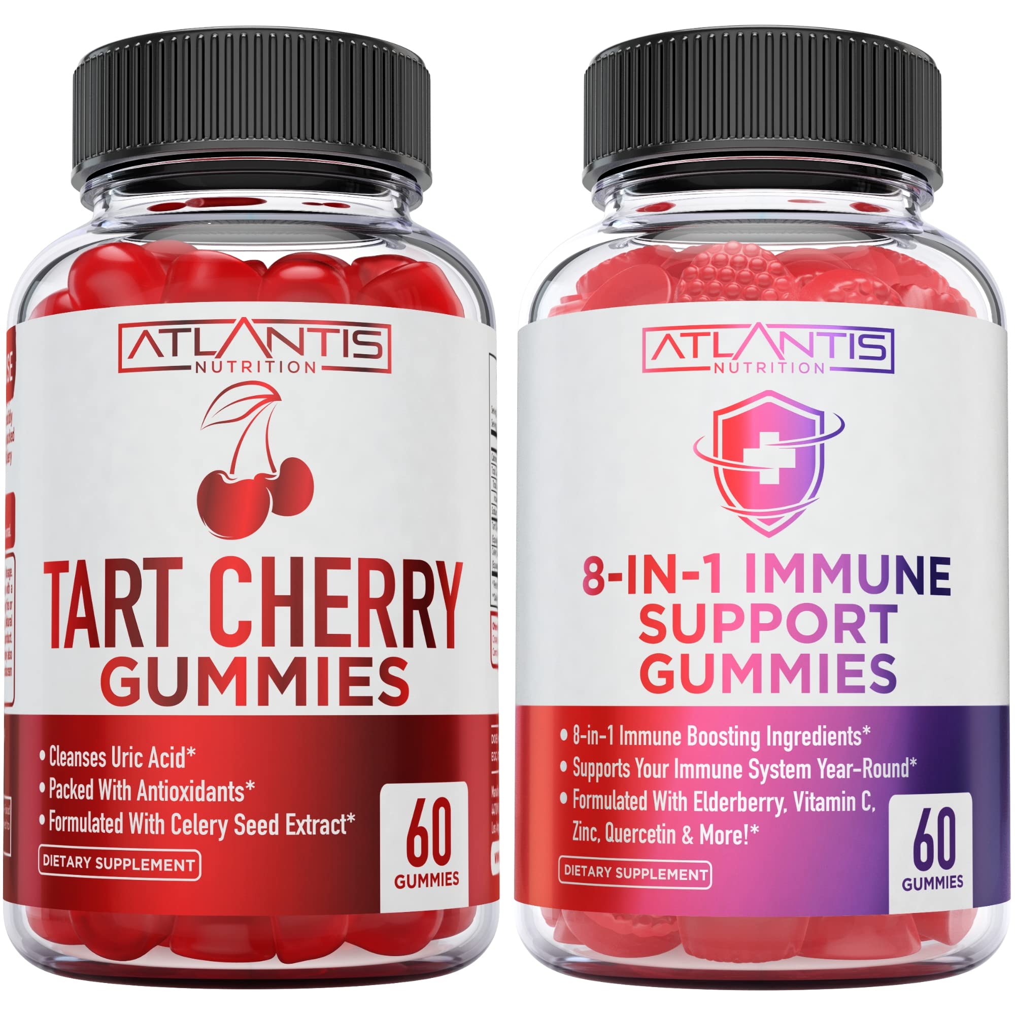 Amazon.com: Atlantis Nutrition 60 Tart Cherry Gummies + 8-in-1 Immune ...