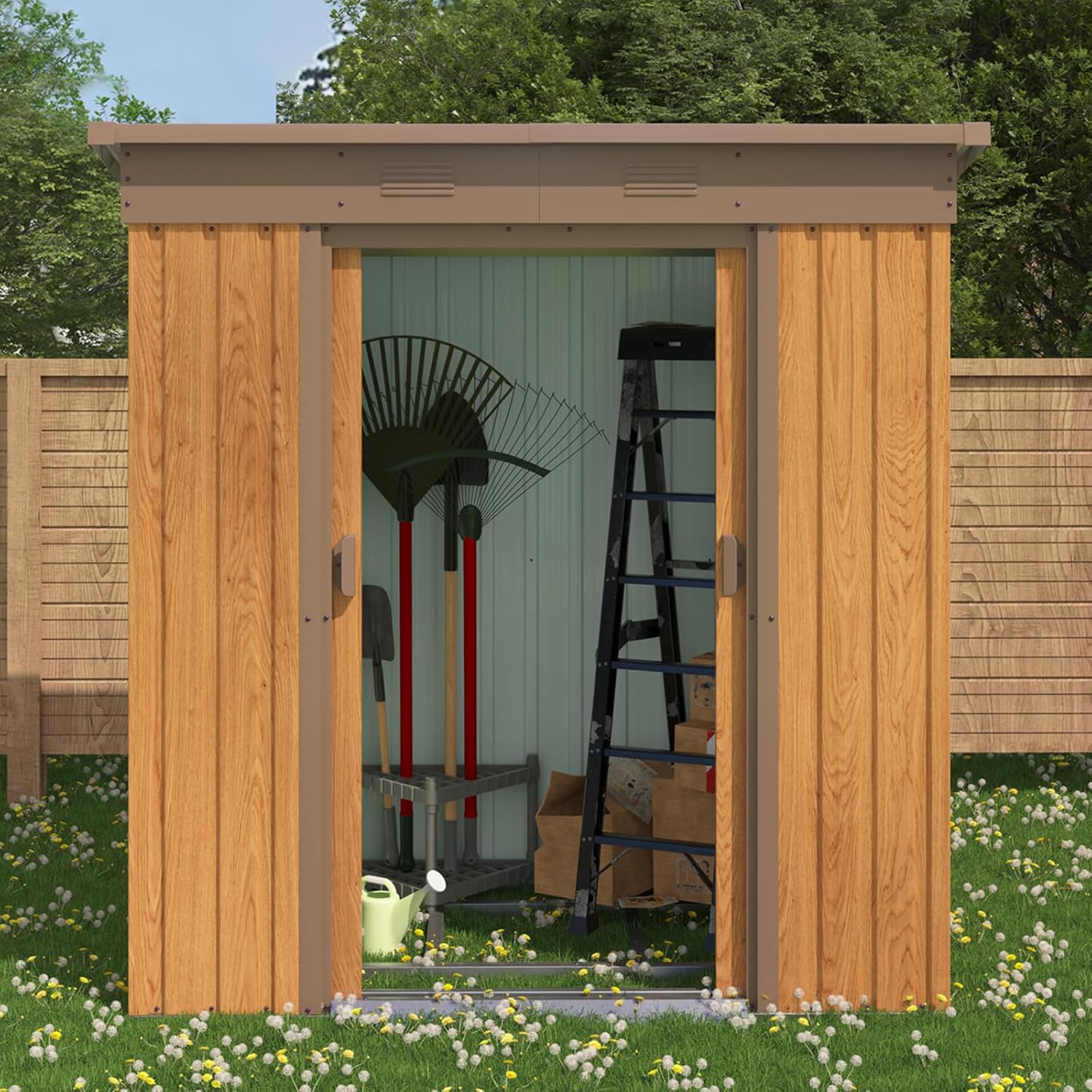 Amazon.com : 4' x 6' Outdoor Storage Shed, Garden Tool House with ...