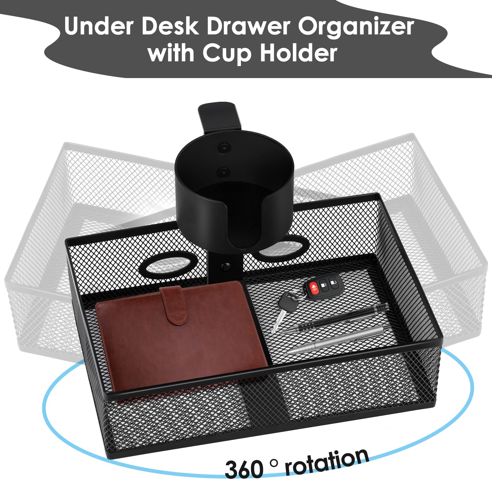 Snapklik.com : Augot 360 Rotary Under Desk Drawer
