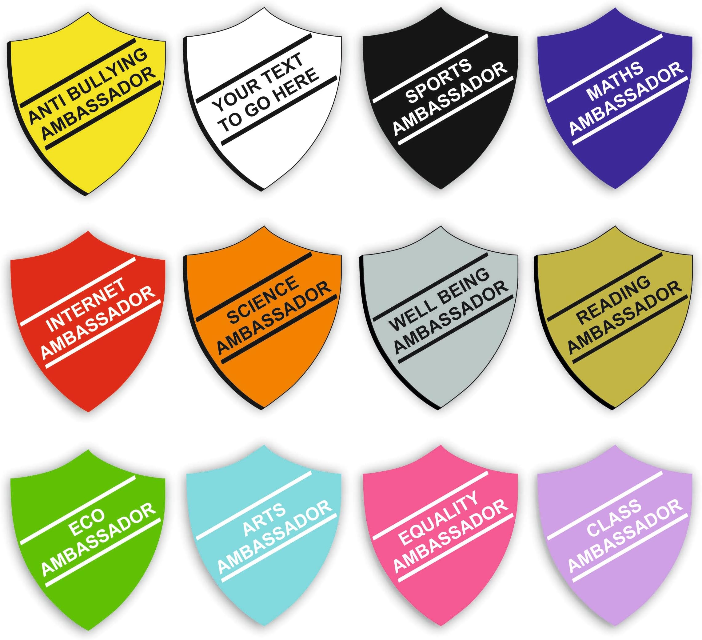 Personalised Acrylic School Ambassador Shield Shaped Name Badge with ...