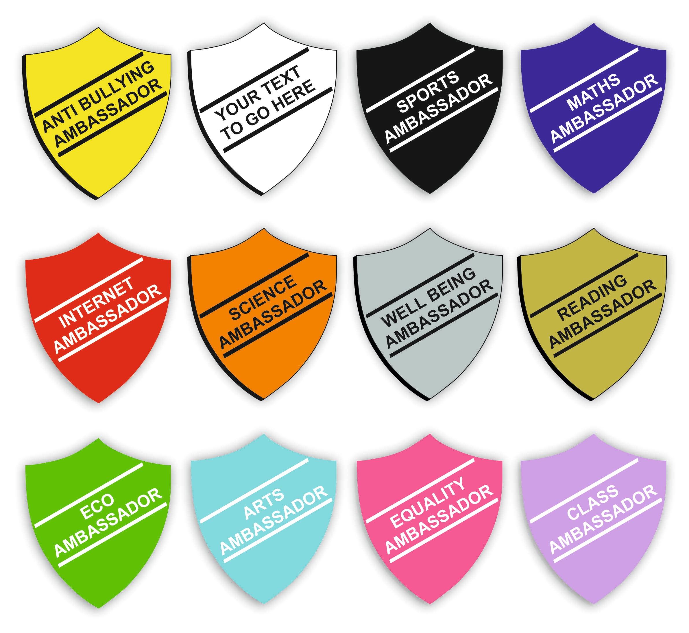 Personalised Acrylic School Ambassador Shield Shaped Name Badge with ...