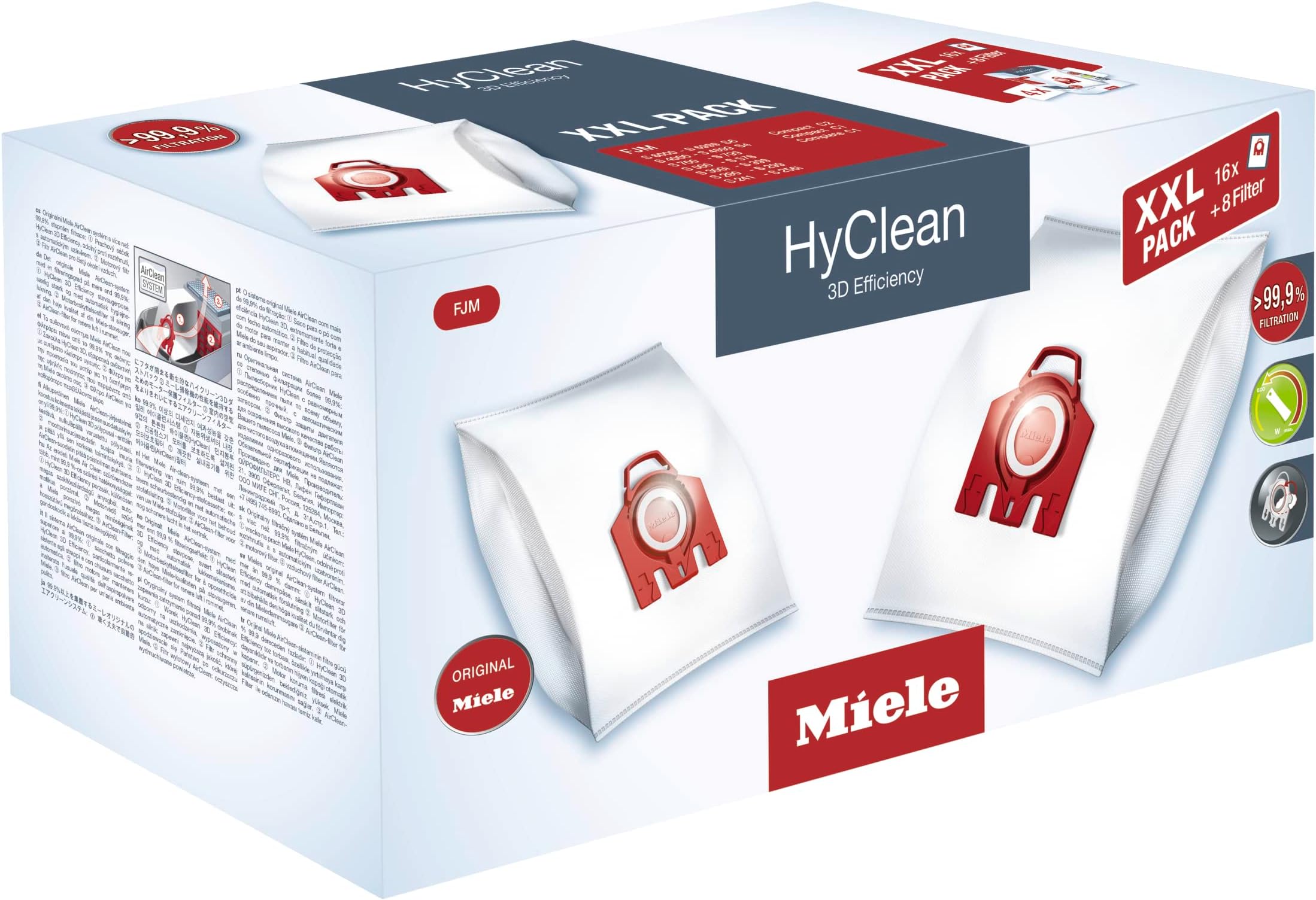 Amazon.com: Miele 10408420 XXL Pack HyClean 3D FJM, Vacuum Cleaner Bags ...