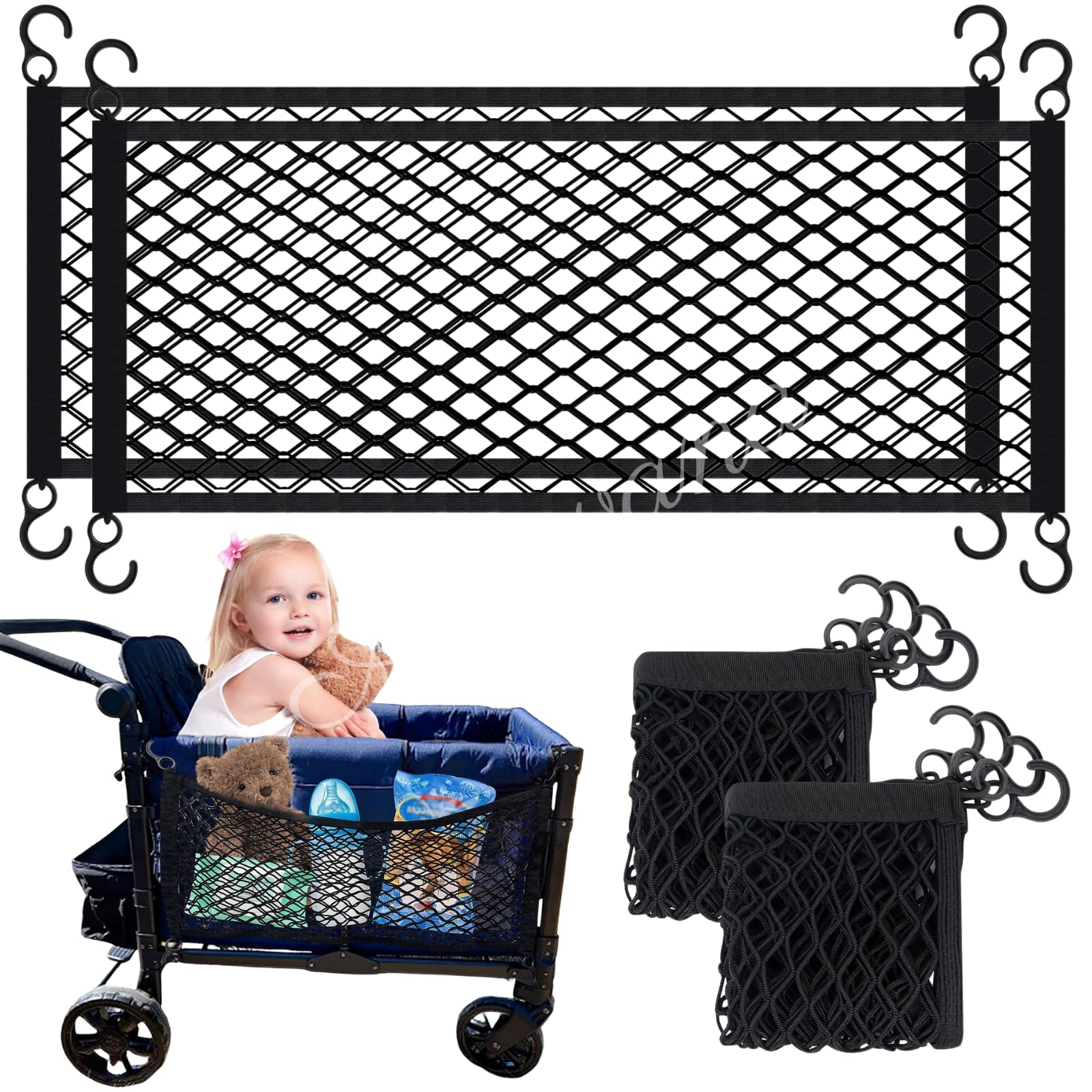 Amazon.com: 2 Pcs Stroller Wagon Cargo Net 28.3"×13", Heavy Duty Baby ...