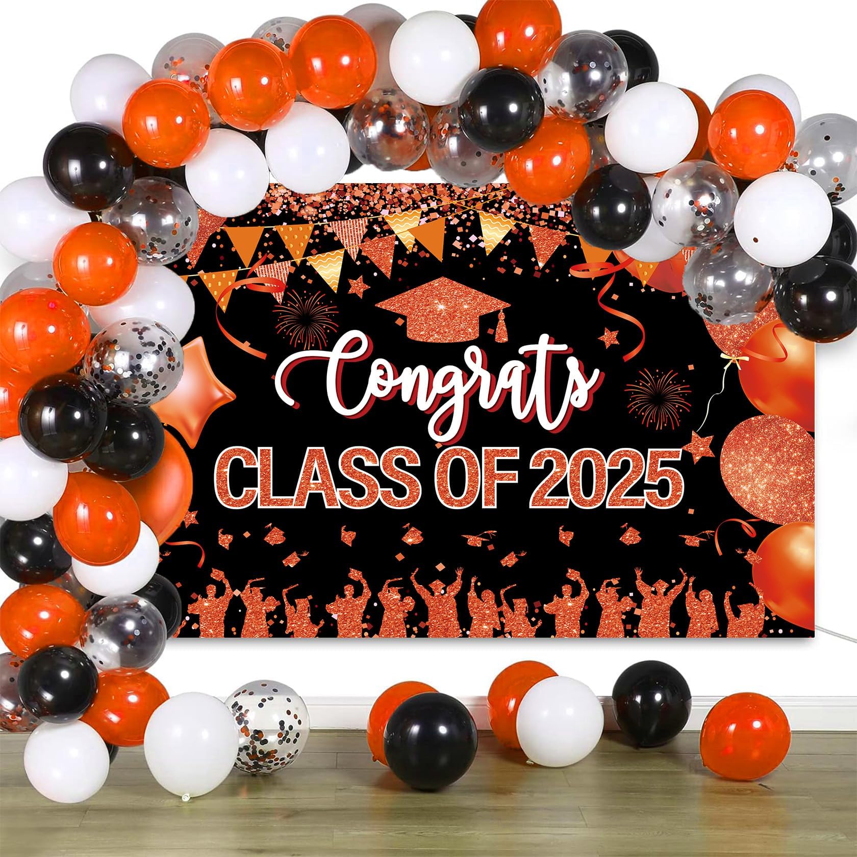 Amazon.com: Orange and Black Graduation Decorations Class of 2025 ...