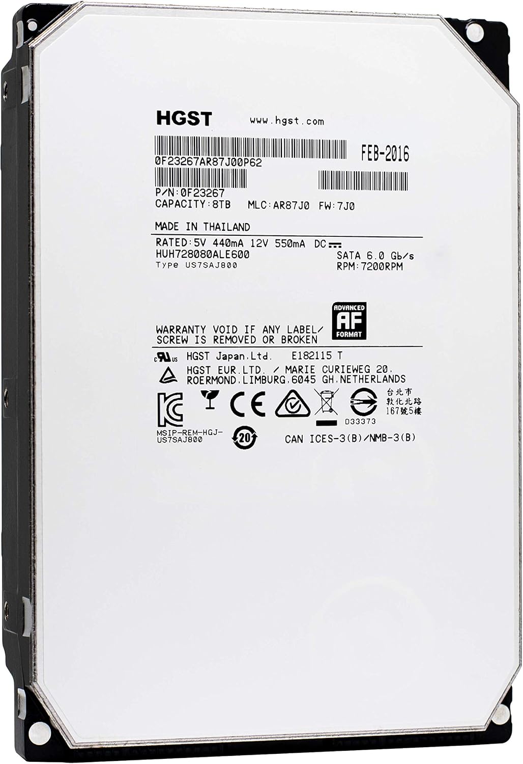 Amazon.com: HGST Ultrastar He8 8TB 7200 RPM SATA 6Gb/s 128MB Cache 3.5 ...
