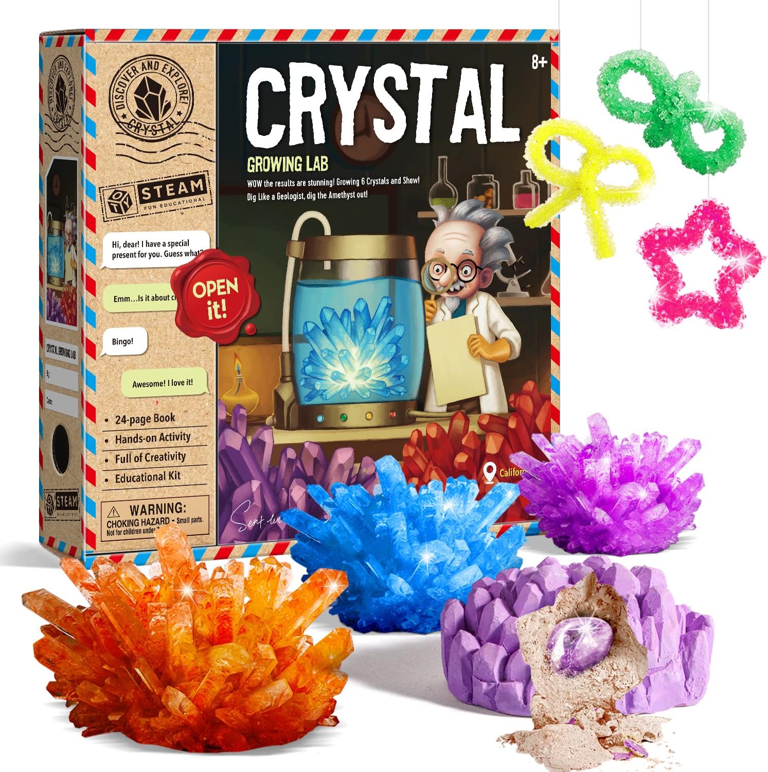 EDUMAN Crystal Growing Kit for Kids, STEM Science Kit for Boys and ...